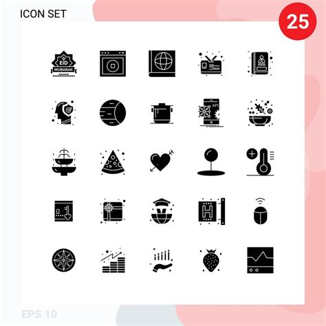 User Interface Pack Of 25 Basic Solid Glyphs Of Communication Address