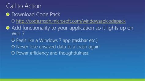 Ppt Wcl322 The Windows Api Code Pack Add Windows 7 Features To
