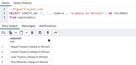 función concat ws en postgresql