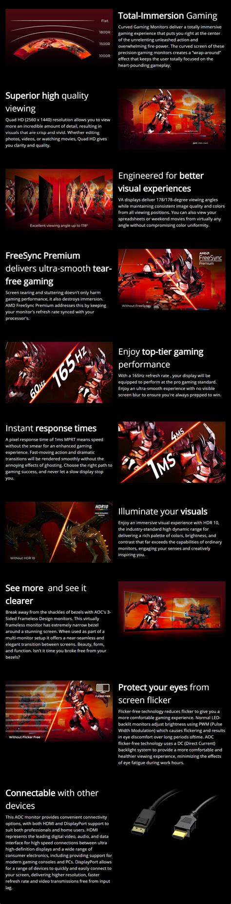 AOC In QHD Hz FreeSync Curved Gaming Monitor CQ G SE Msy Com Au