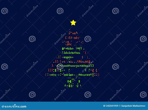 Ascii Text Based Tree A Christmas Tree Created Using Ascii Chara Stock Illustration