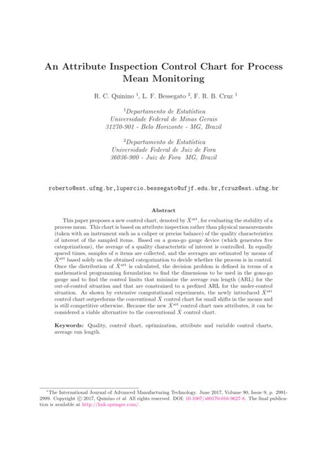 Pdf An Attribute Inspection Control Chart For Process Mean Monitoring