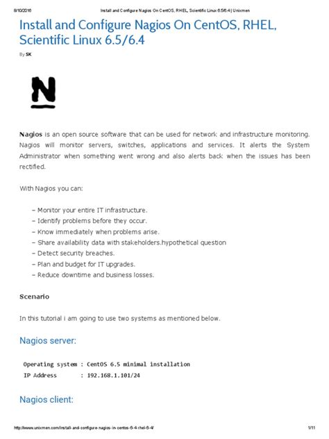 Install And Configure Nagios On Centos Rhel Scientific Linux 65 6