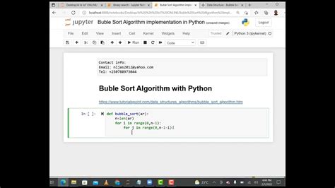 Lect 20 Bubble Sort Algorithm Implementation In Python Youtube