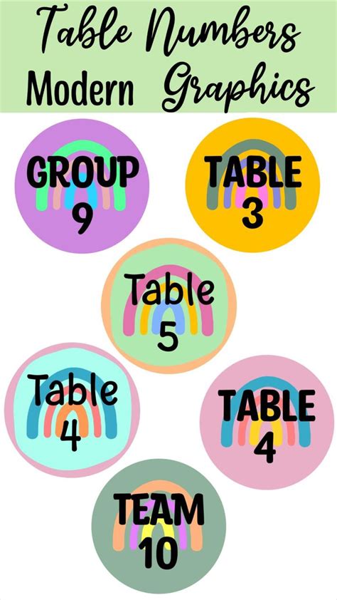 Printable Classroom Table Numbers For Team And Group Assignments
