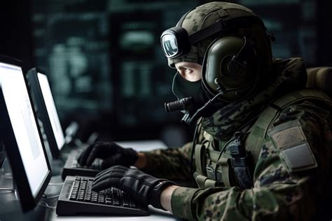 Premium Ai Image Military Special Forces Defuses Computer Cyber Digital Hacking Operation On