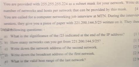 Solved I You Are Provided With 255 255 255 224 As A Subnet