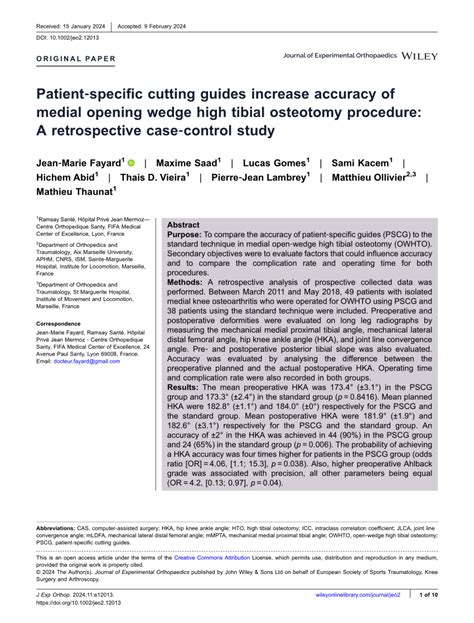 Pdf Patient‐specific Cutting Guides Increase Accuracy Of Medial