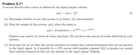 Solved Problem 81 A Second Discrete Time System Is Defined