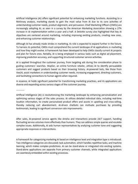 Ai Enhancing Marketing Functions Pdf Artificial Intelligence