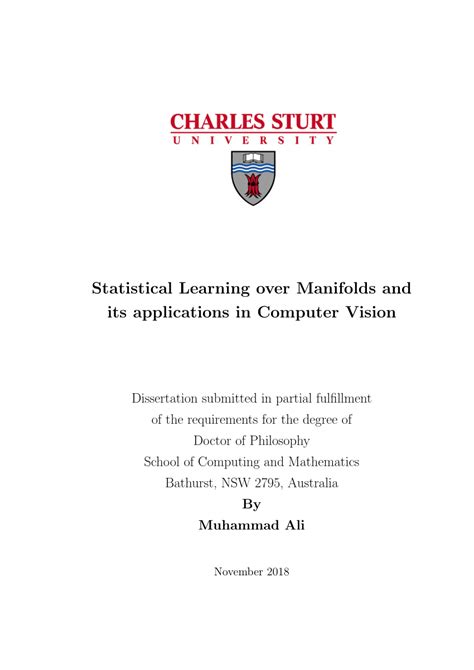 Pdf Statistical Learning Over Manifolds And Its Applications In