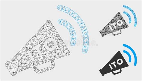 Ito Alert Megaphone Vector Mesh Network Model And Triangle Mosaic Icon Stock Vector