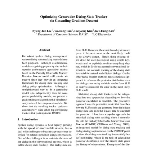 Optimizing Generative Dialog State Tracker Via Cascading Gradient