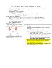 BIOCHEM LEC 07 Docx LEC 07 PROTEINS HEMOGLOBIN TRANSPORT ALLOSTERY Hemoglobin And