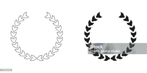 챕플릿 챔피언 인증서 라인 및 실루엣 블랙 아이콘 세트 문장 트로피 월계관 우승자 엠블럼 픽토그램 승리 상 올리브 잎 기호 컬렉션 격리된 벡터 그림 1위에 대한 스톡 벡터