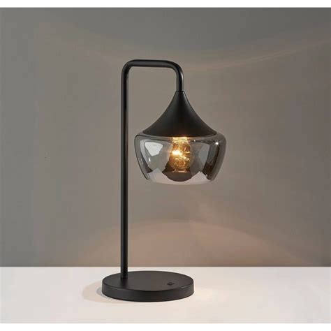 Eliza Table Lamp Black Adesso Smoked Mercury Glass Metal Base