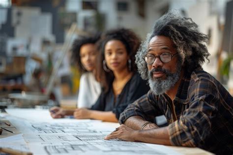 Architects Discussing Sustainable Building Project Premium Ai Generated Image