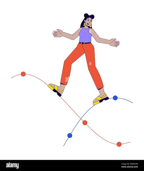 Hispanic Woman Standing On Chart Waves 2d Linear Cartoon Character Stock Vector Image And Art Alamy