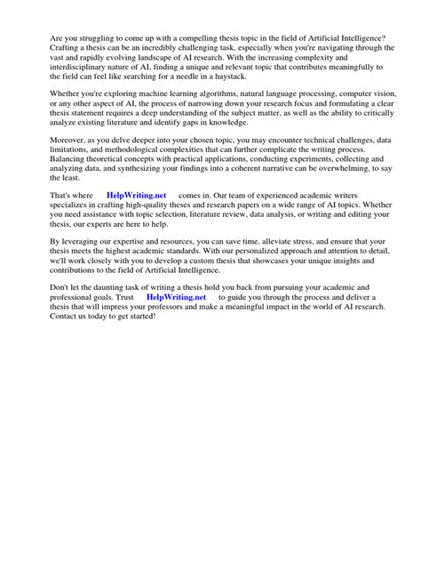 Artificial Intelligence Thesis Topics Pdf Artificial Intelligence Intelligence Ai