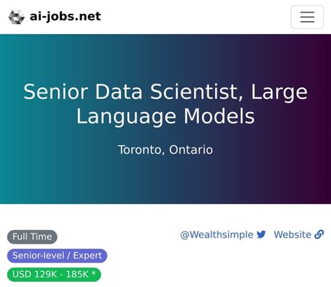 Hiring Senior Data Scientist Large Language Models In Toronto