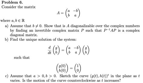 Solved A A Problem Consider The Matrix A B Where A Chegg Com