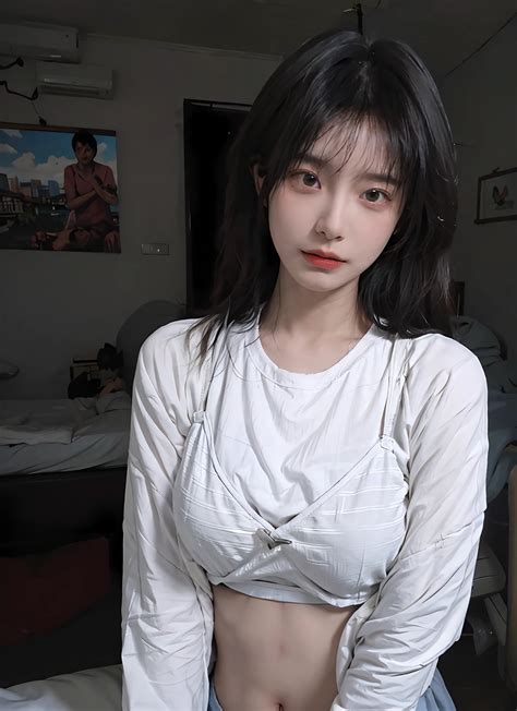 흰색 셔츠를 입고 사진을 찍기 위해 포즈를 취하는 여성의 클로즈업 Seaart Ai