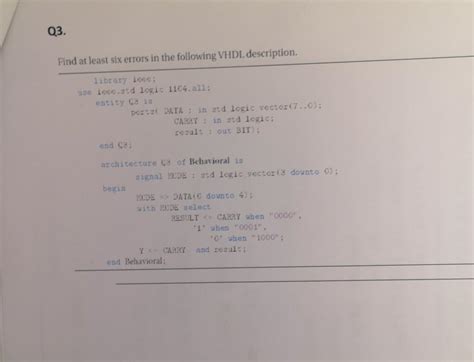 Solved Q3 Find At Least Six Errors In The Following Vhdl