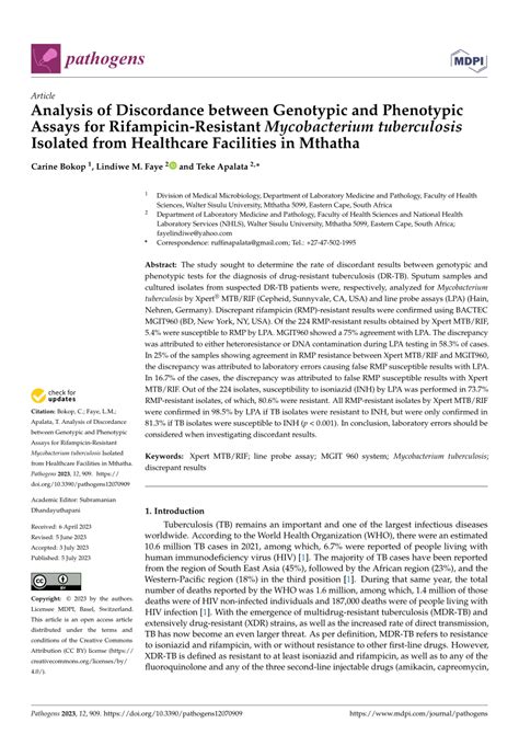 Pdf Analysis Of Discordance Between Genotypic And Phenotypic Assays