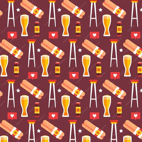 Free Vector Hand Drawn Beer Bar Pattern Design