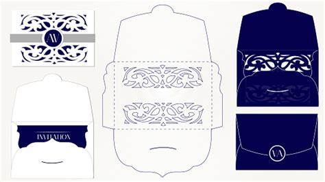 결혼식 초대 카드 포장 템플릿입니다 레이저 절단에 대 한 이랑입니다 벡터 봉투입니다 봉투에 대한 스톡 벡터 아트 및 기타 이미지 봉투 자르기 결혼식 Istock