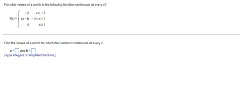 Solved For What Values Of A And B Is The Following Function