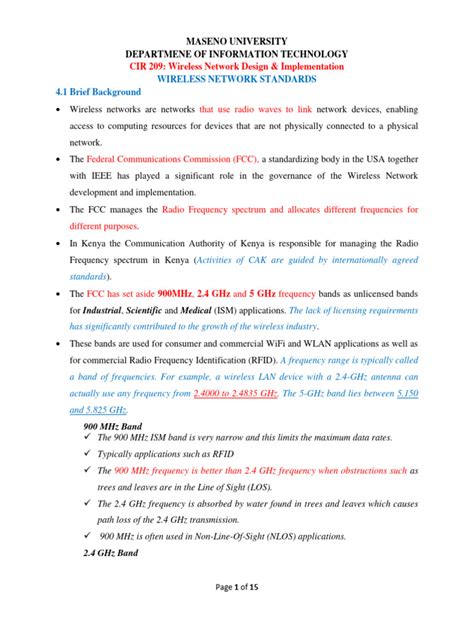 Cir 209 Lecture 9 Wireless Network Design And Implementation Pdf Ieee 80211 Wireless Lan