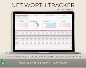 Net Worth Tracker Spreadsheet For Google Sheets Net Worth Calculator Dashboard Assets