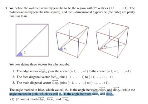 Solved 3 We Define The N Dimensional Hypercube To Be The