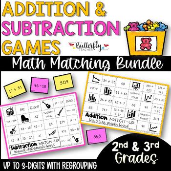 Addition Subtraction Multi Digit Math Games With Without Regrouping BUNDLE
