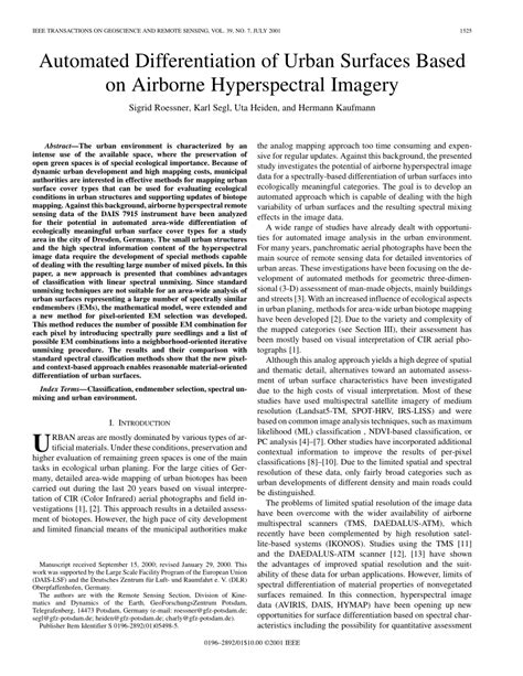 Pdf Automated Differentiation Of Urban Surface Based On Airborne