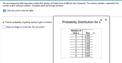 Solved 11 B Find The Probability Of Getting 6 Or More Girls Chegg Com