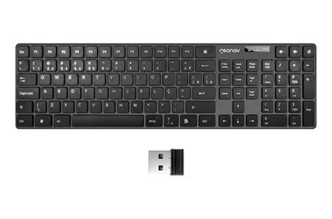 Teclado Inalámbrico Alfanumérico Ergonómico Abnt2 Teclado Geonav De Oficina Color Gris Oscuro