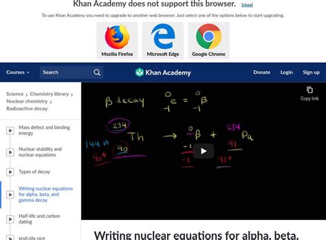 Khan Academy Writing Nuclear Equations For Alpha Beta And Gamma