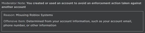 Roblox False Ban You Created Or Used An Account To Avoid An Enforcement Action Taken Against
