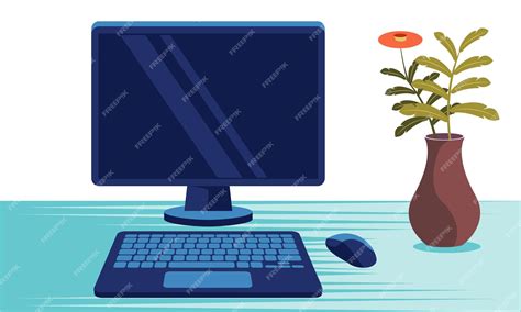 Premium Vector Computer Desk Vector