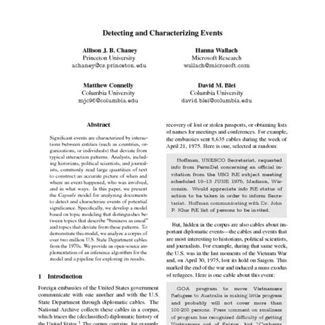 Detecting And Characterizing Events Acl Anthology
