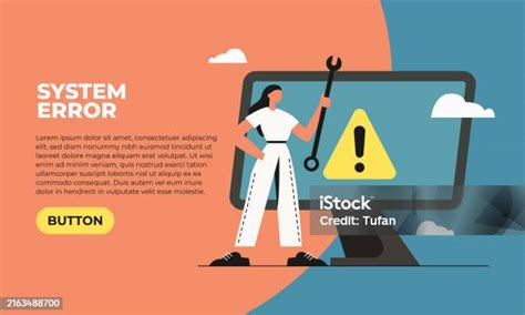 시스템 오류 기술 문제 해결 It 지원 플랫 벡터 일러스트레이션 웹 배너 및 슬라이더 디자인 컴퓨터 문제 해결 유지 보수 및 수리 It 지원에 대한 스톡 벡터 아트 및 기타