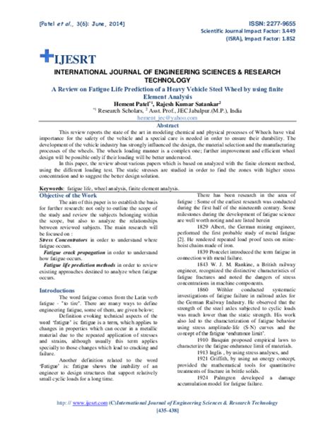 Pdf A Review On Fatigue Life Prediction Of A Heavy Vehicle Steel Wheel By Using ﬁnite Element
