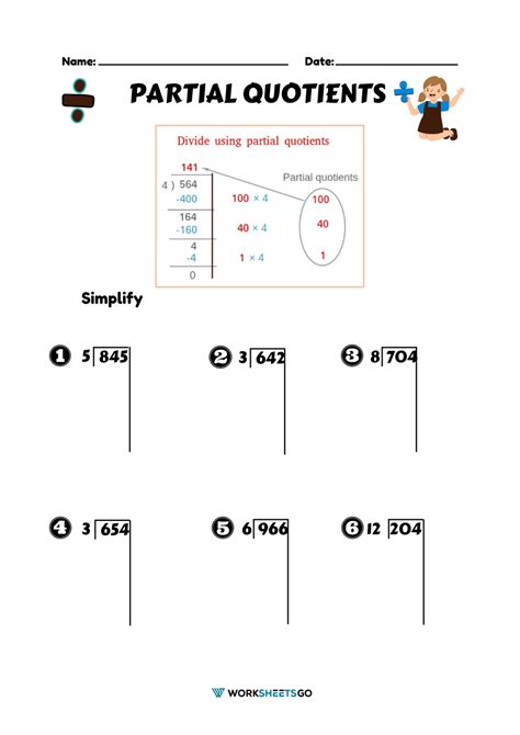 Partial Quotients Worksheets WorksheetsGO