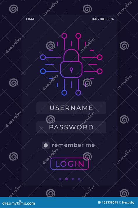 User Login Authentication Mobile Interface Vector Stock Vector