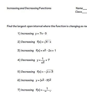 Calculus Increasing And Decreasing Functions Task Or Station Cards