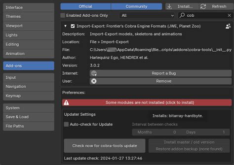 Animations Cobra Tools