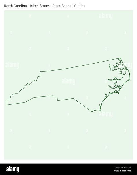 North Carolina United States Simple Vector Map State Shape Outline Style Border Of North