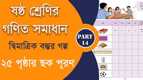 দ্বিমাত্রিক বস্তুর গল্প ২৫ পৃষ্ঠার ছক পূরণ Math Of Class Six Part 14